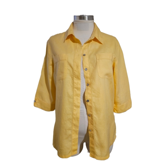 Appleseed's | Tops | Linen Button Down 34 Sleeve Top | Poshmark